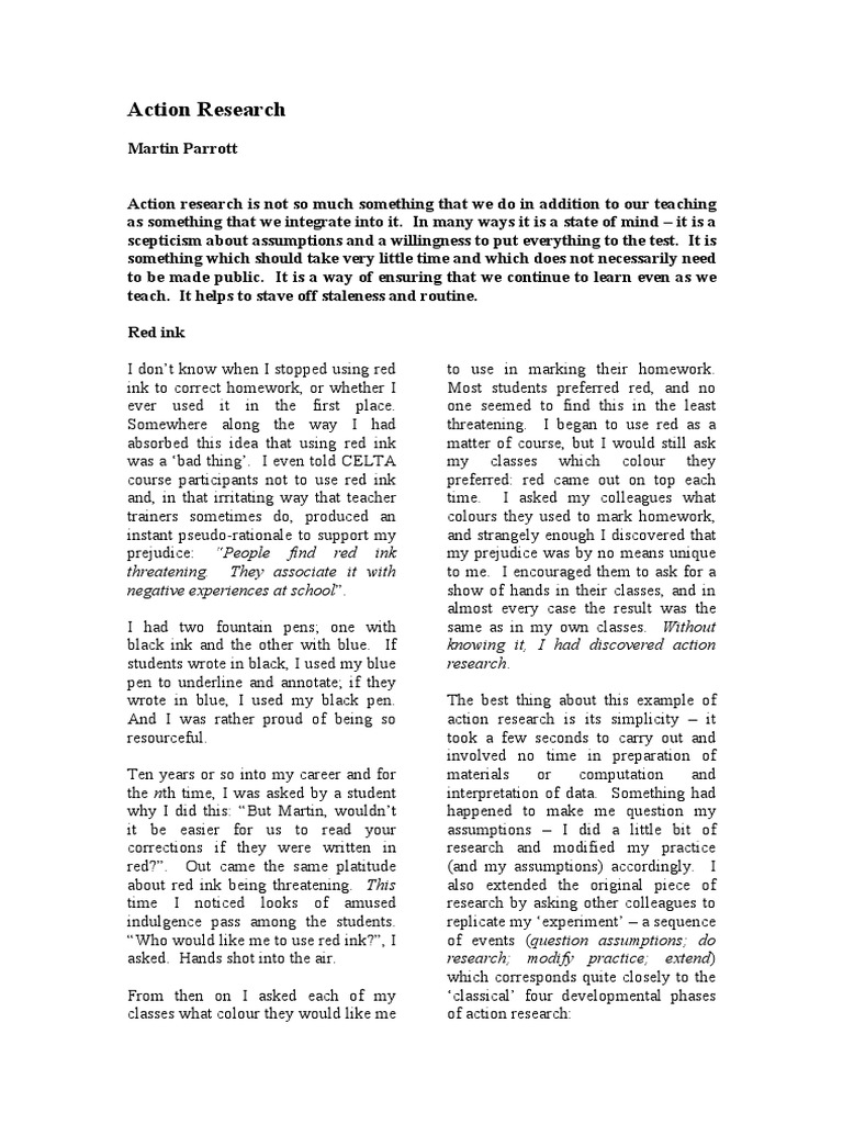 Martin Parrott-Action Research | PDF | Vocabulary | Teachers