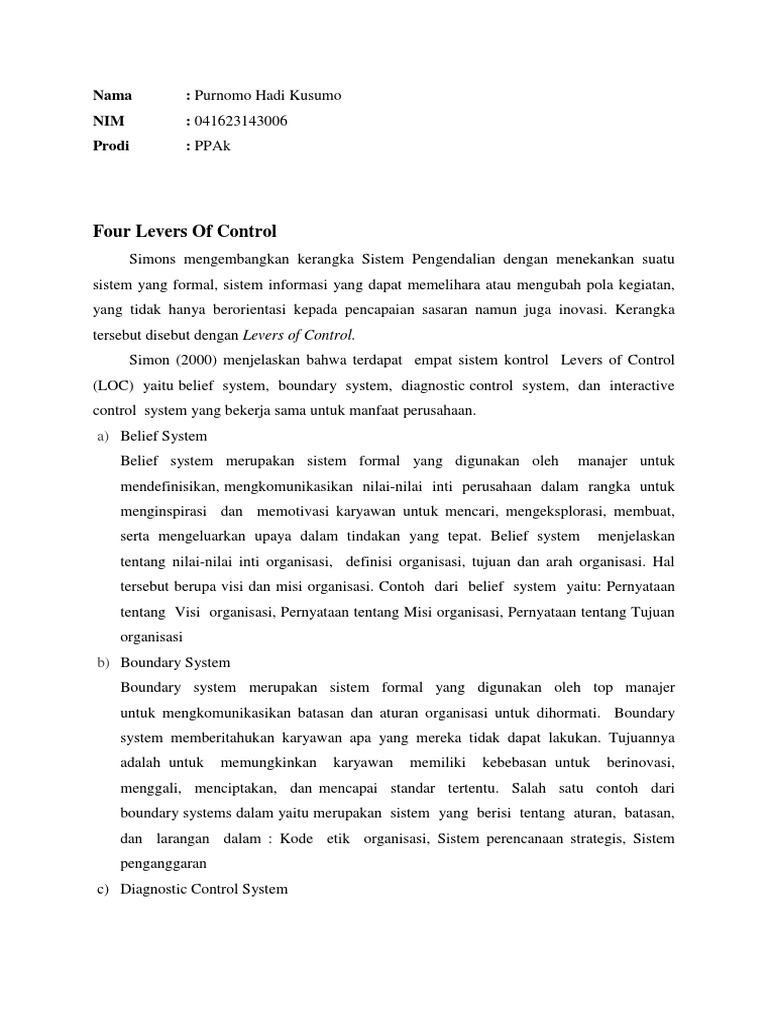 Four Levers of Control | PDF