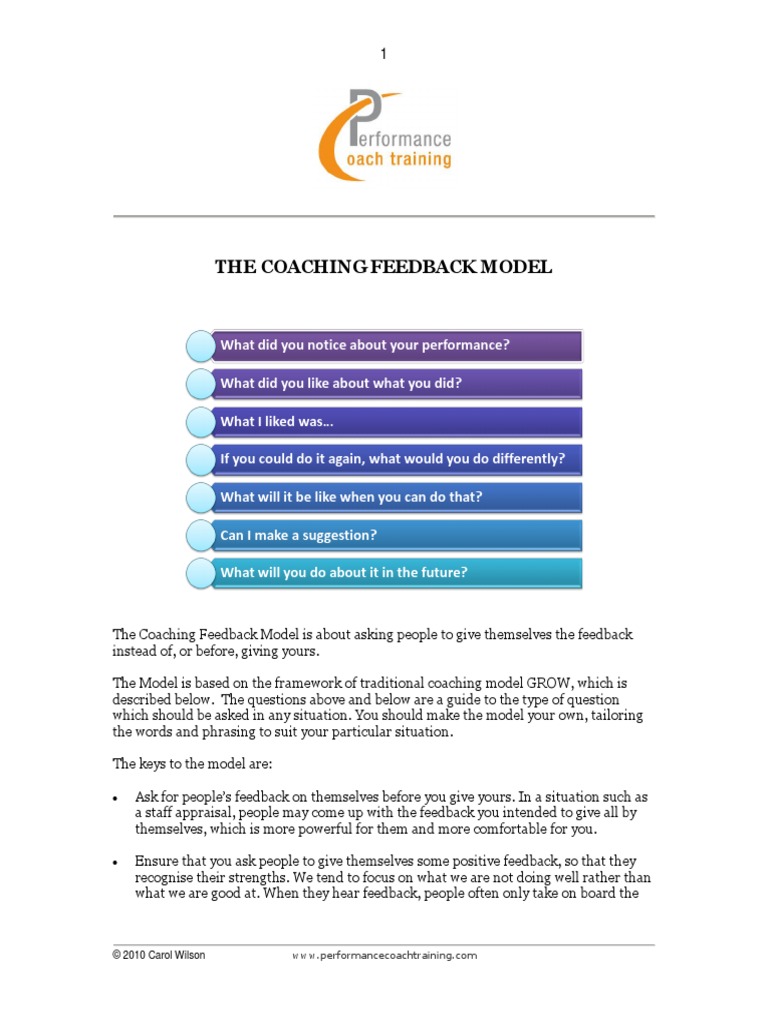 The Coaching Feedback Model