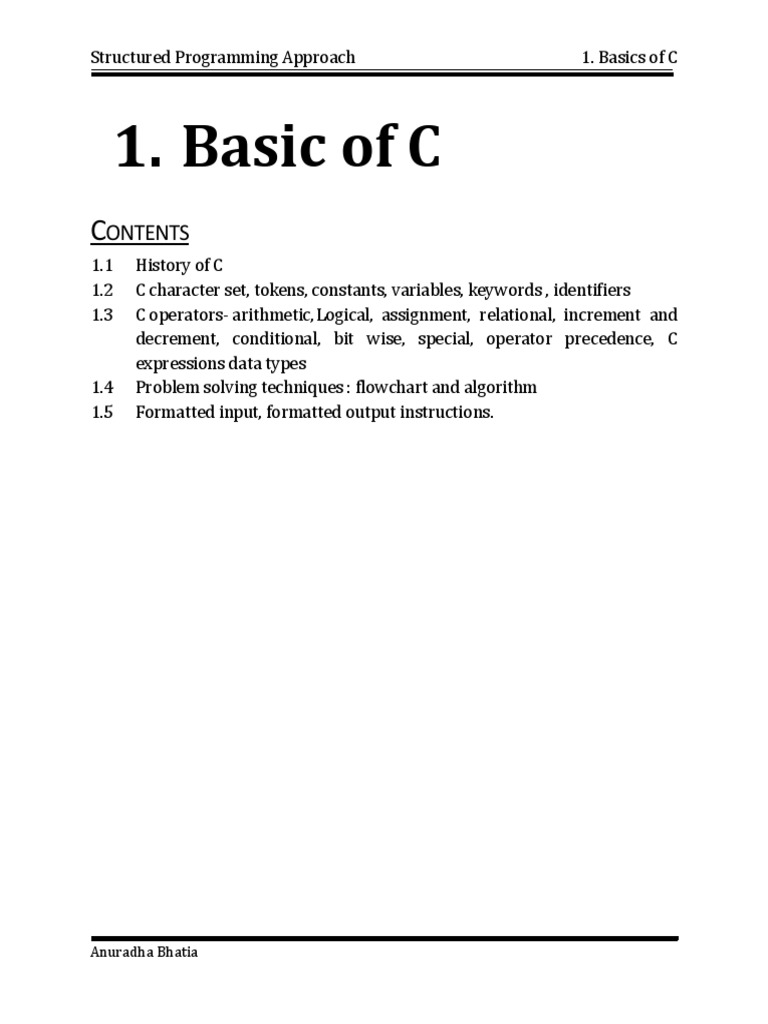 Structured Programming Lecture Note | PDF | C (Programming Language ...