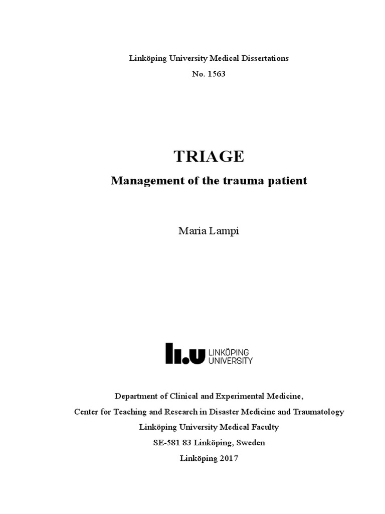 Triage: Management of The Trauma Patient | PDF | Major Trauma ...