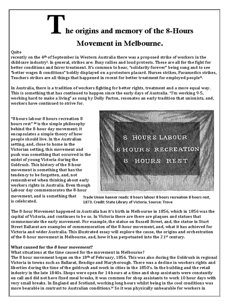He Origins and Memory of The 8-Hours Movement in Melbourne | PDF ...