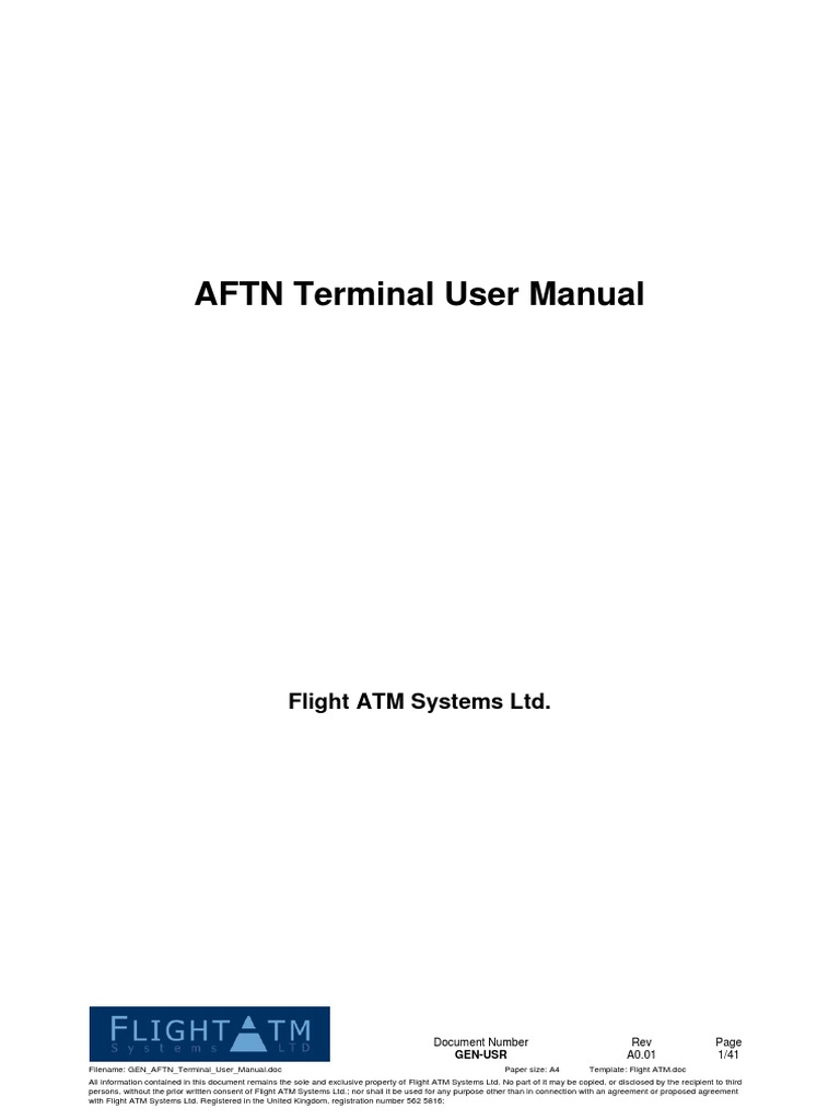 GEN AFTN Terminal User Manual | PDF | Button (Computing) | Databases