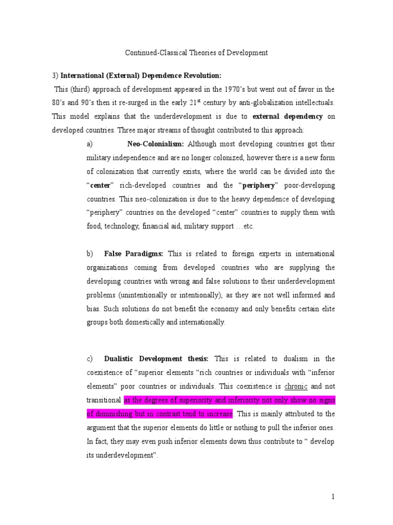 Lect 6 - Classical Theories of Development-Neo Colonial and ...