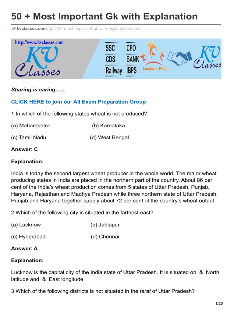 50 Most Important GK With Explanation | PDF | Indian National Congress ...