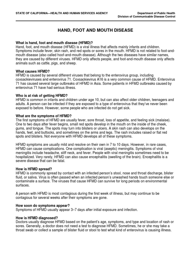 What Is Hand, Foot and Mouth Disease (HFMD) ? | PDF | Microbiology ...