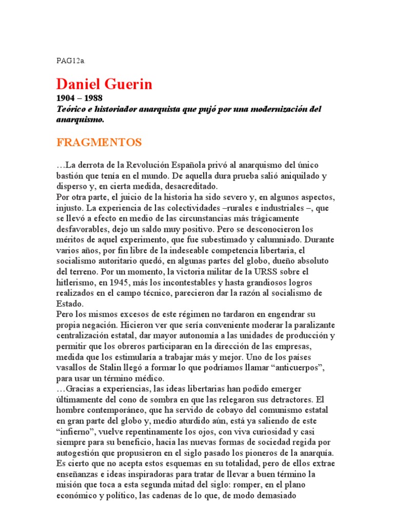 Daniel Guerin | PDF | Anarquismo | Socialismo