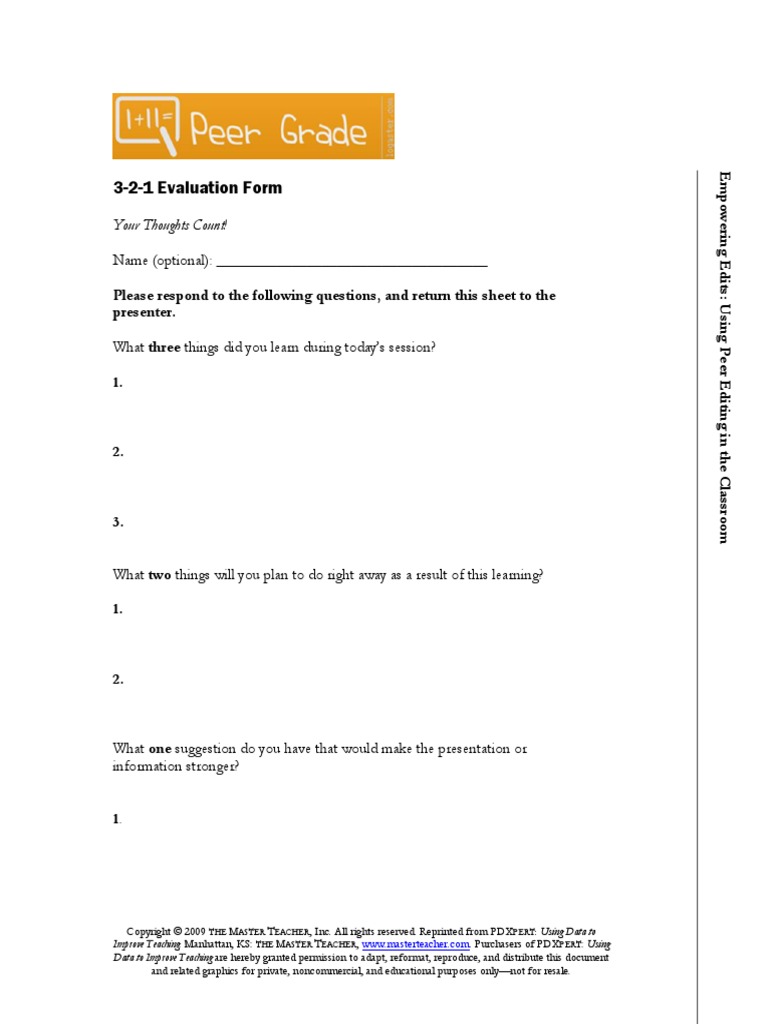 Hinden 3 2 1 Evaluation Form | PDF
