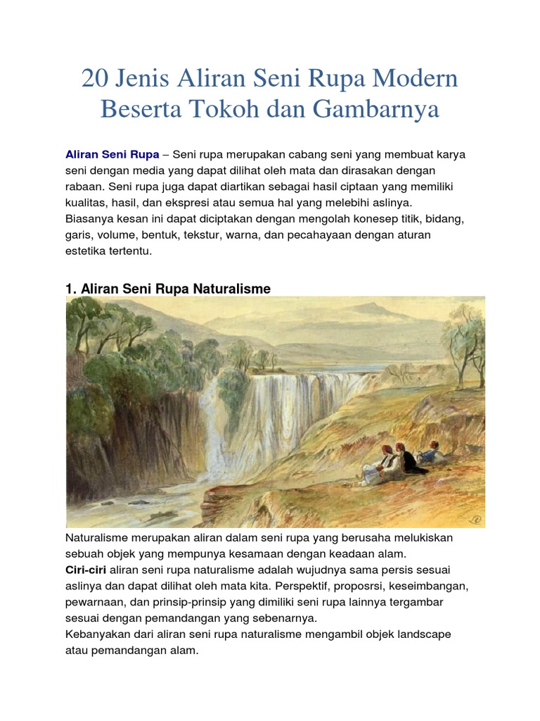20 Jenis Aliran Seni Rupa Modern Beserta Tokoh Dan Gambarnya | PDF