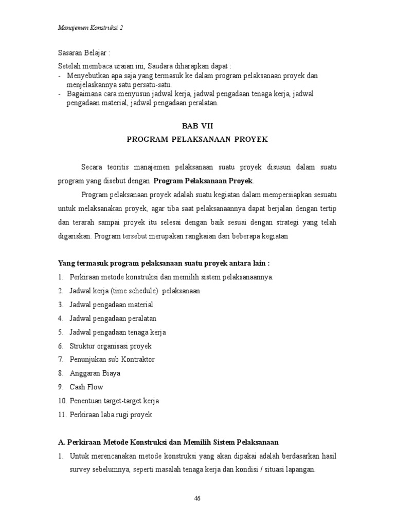 Program Pelaksanaan Proyek Konstruksi | PDF | Bisnis