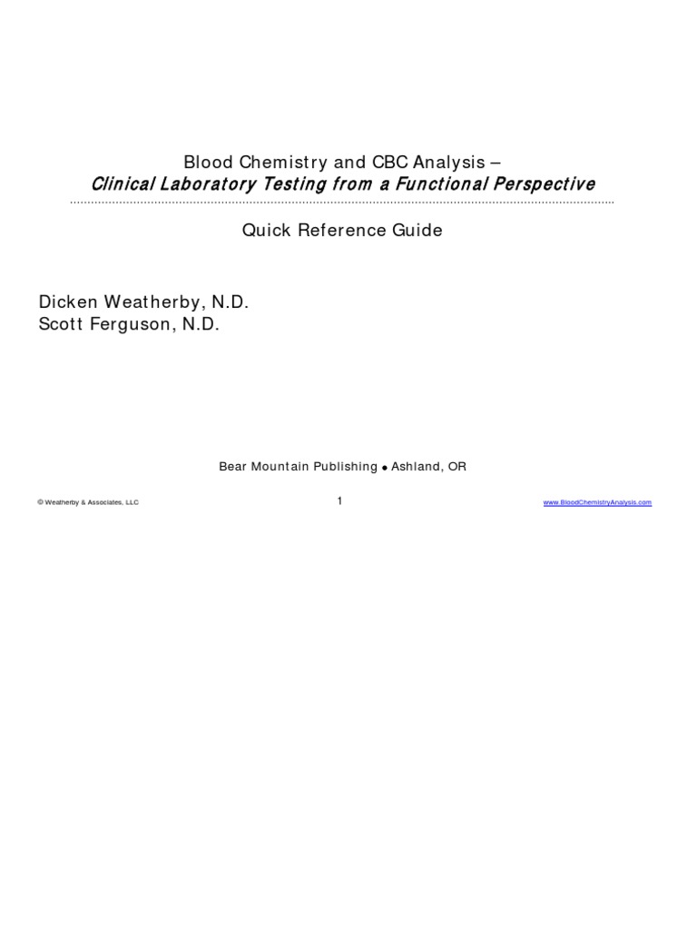 Blood Chemistry and CBC Analysis - Clinical Laboratory Testing From A ...
