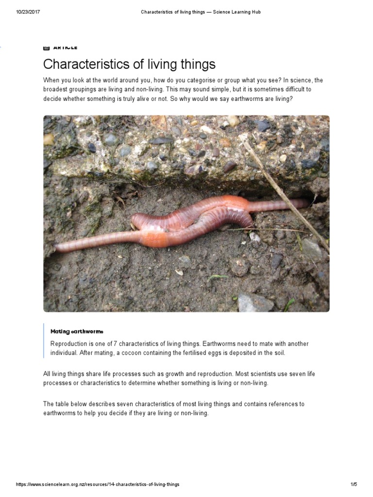 Characteristics of Living Things - Science Learning Hub | PDF | Life ...