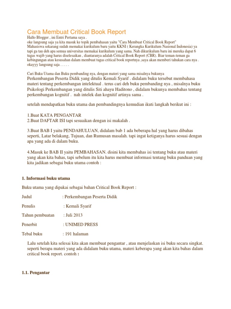 Cara Membuat Critical Book Report | PDF