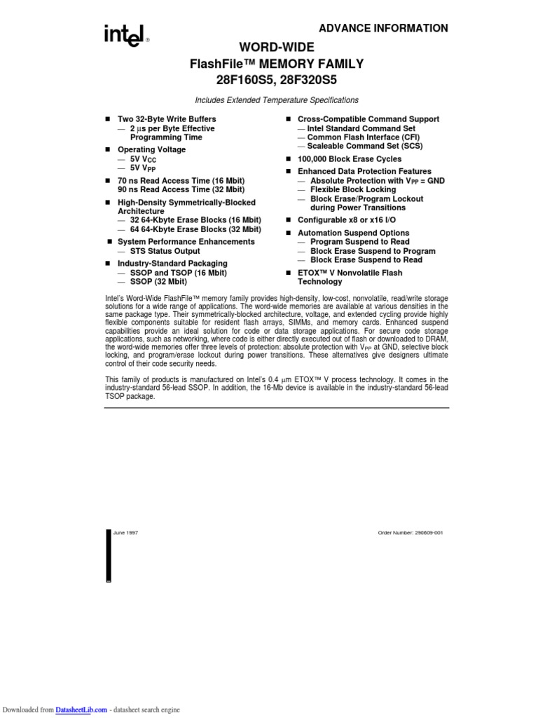 intel-28f320s5_e061bb63ab | PDF | Flash Memory | Input/Output