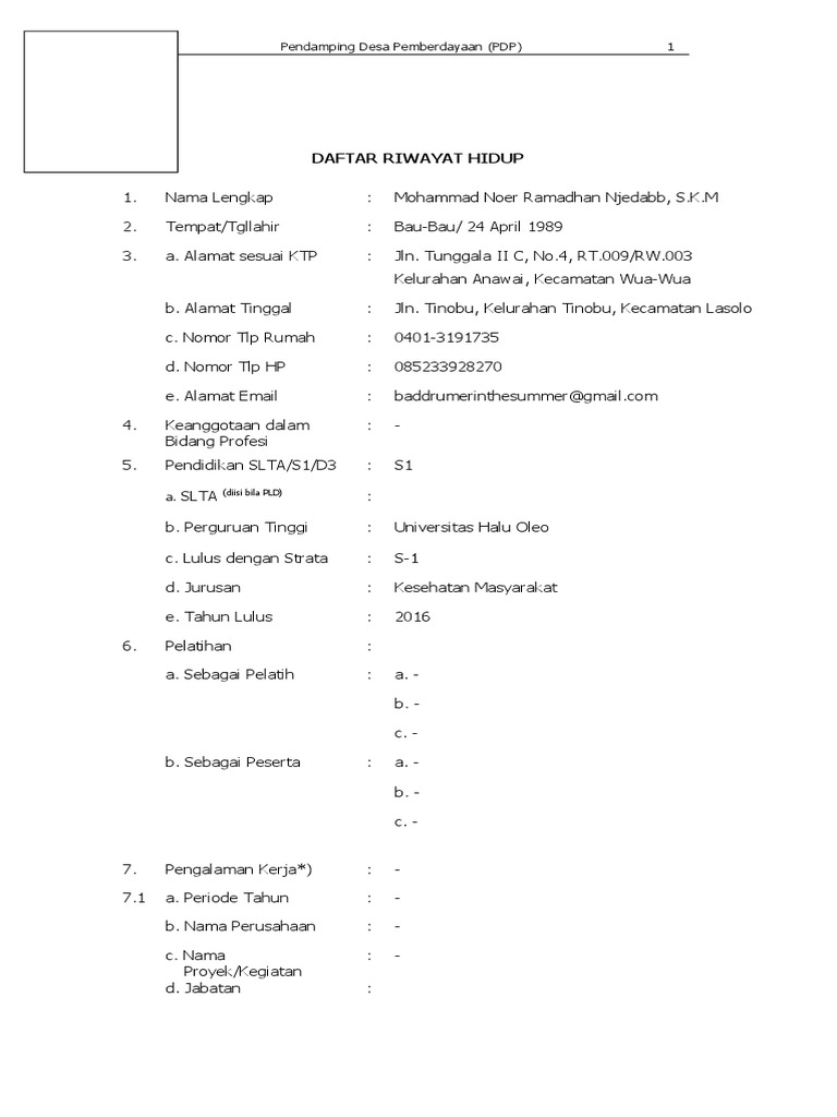 Cv-Mohammad Noer Ramadhan Njedabb | PDF