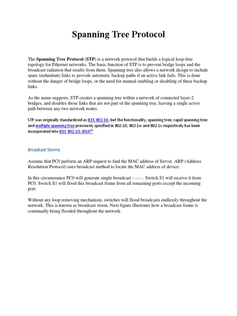 Spanning Tree Protocol | PDF | Network Switch | Computer Network