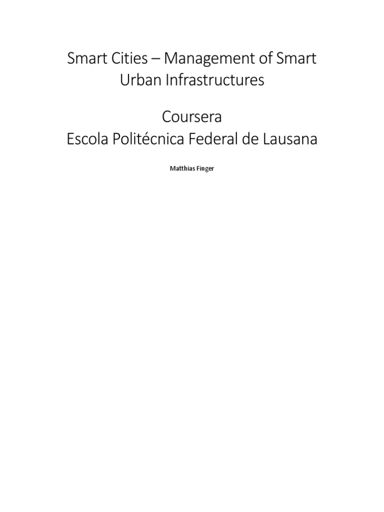 Smart Cities Management Of Smart Urban Infrastructures Coursera