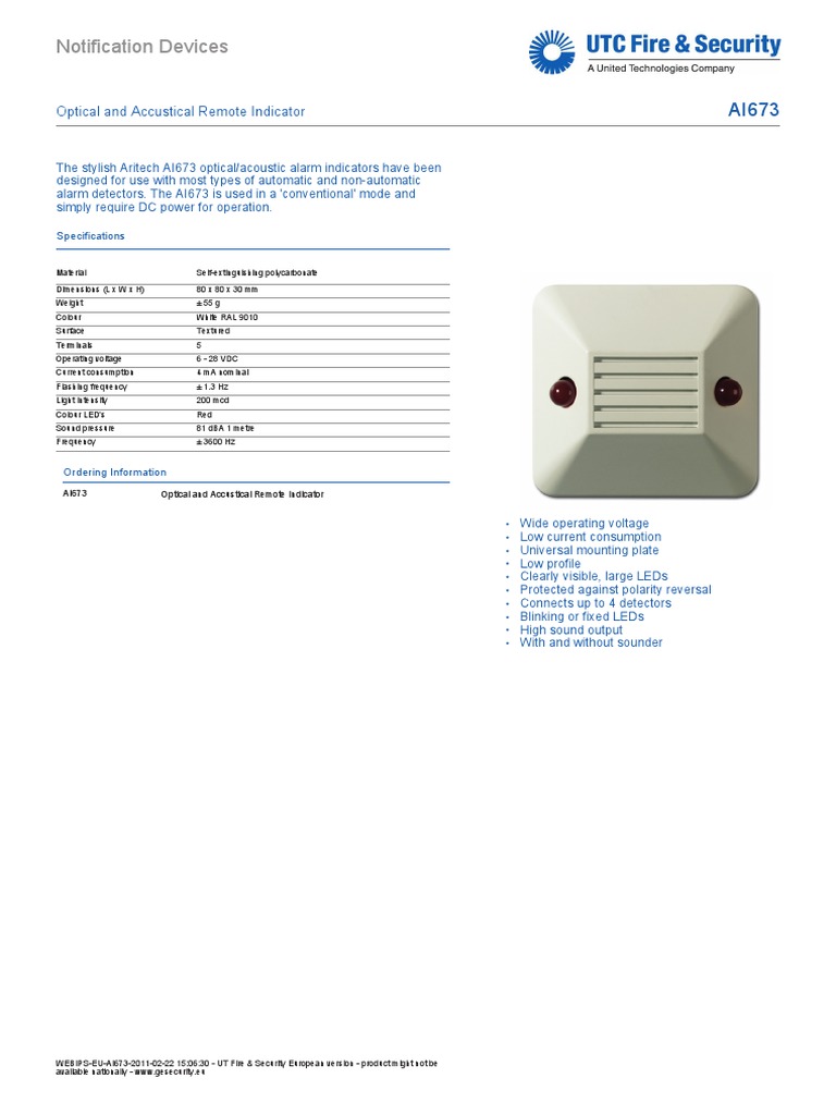 Notification Devices: Optical and Accustical Remote Indicator | PDF ...