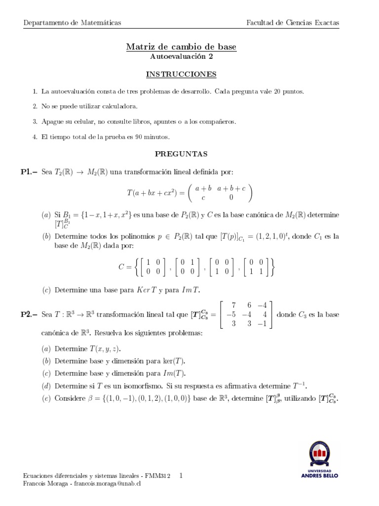 Guia Cambio de Base Unab | PDF | Linealidad | Mapa lineal