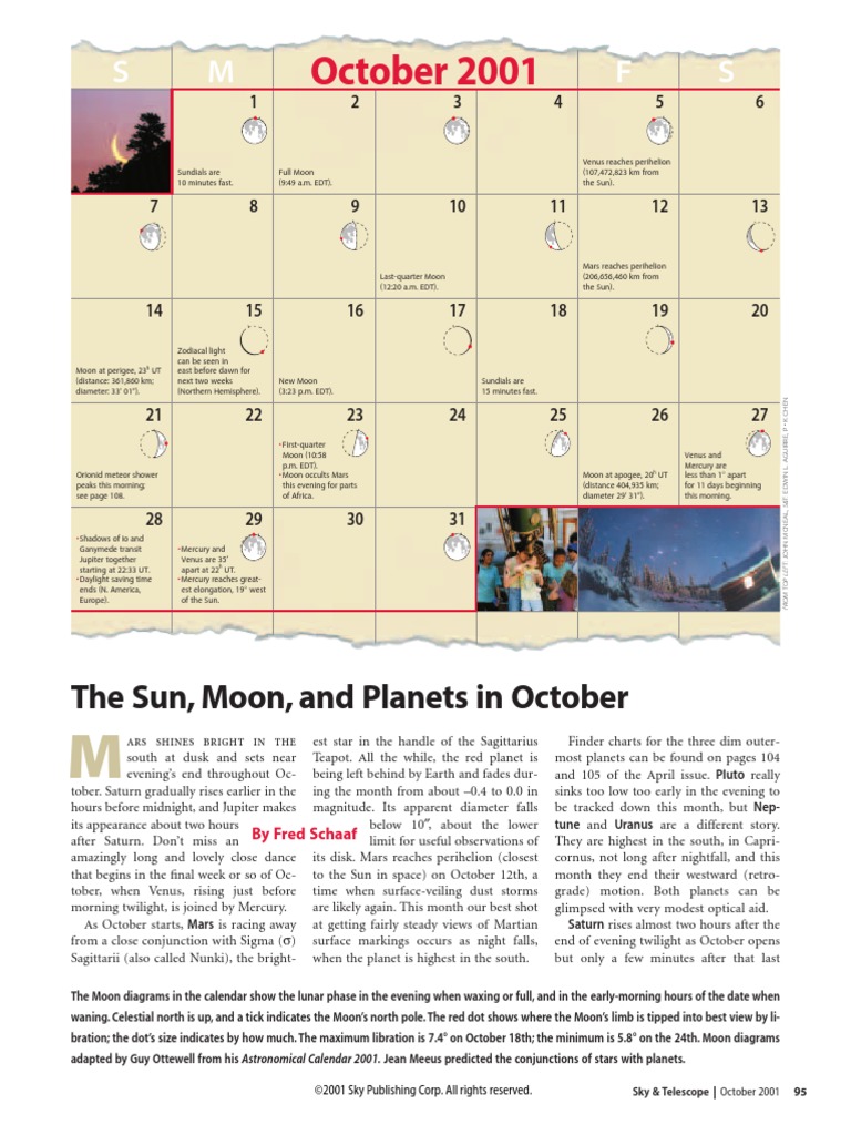 October 2001: S M F S | PDF | Mercury (Planet) | Astrology