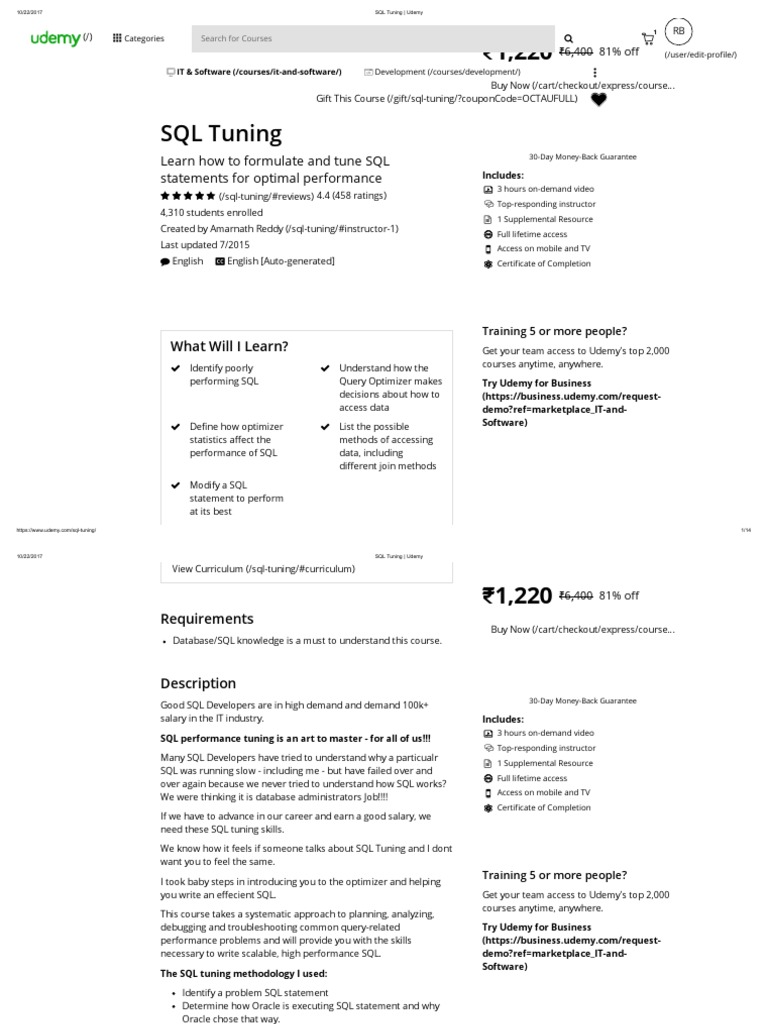 SQL Tuning - Udemy | PDF | Database Index | Oracle Database