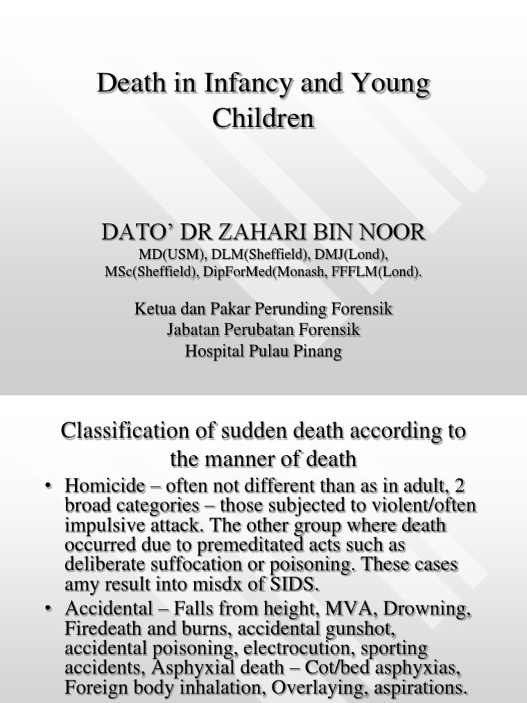Death in Infancy and Young Children: Dato' DR Zahari Bin Noor | PDF ...
