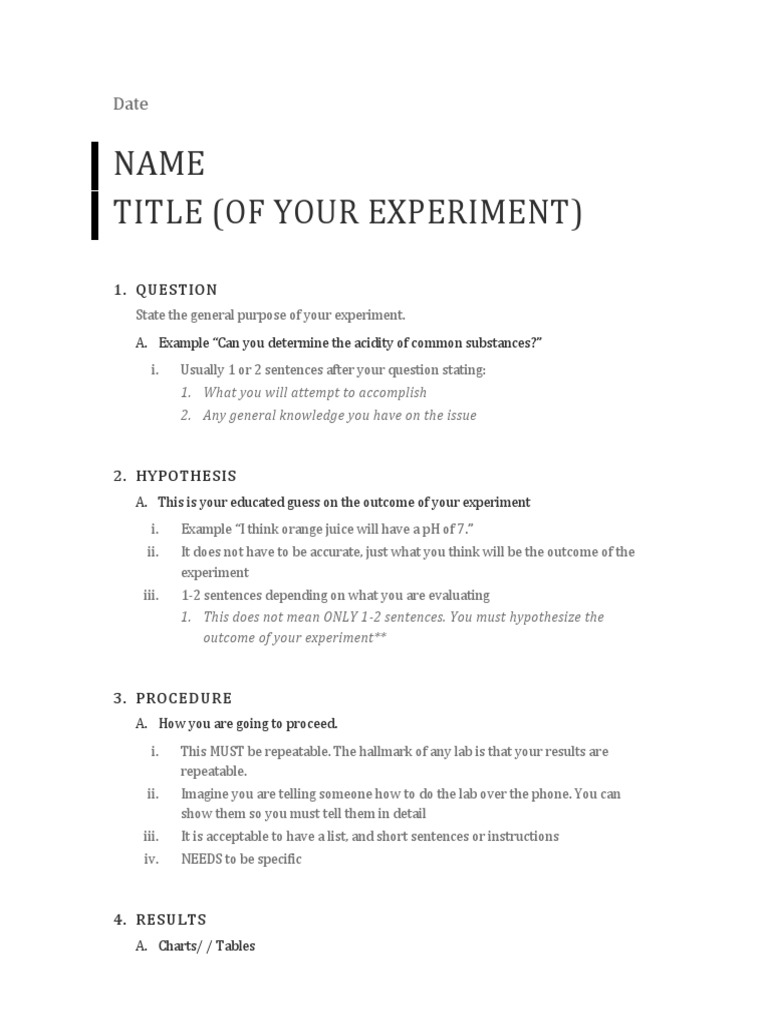 Lab Report Outline | PDF | Experiment | Hypothesis