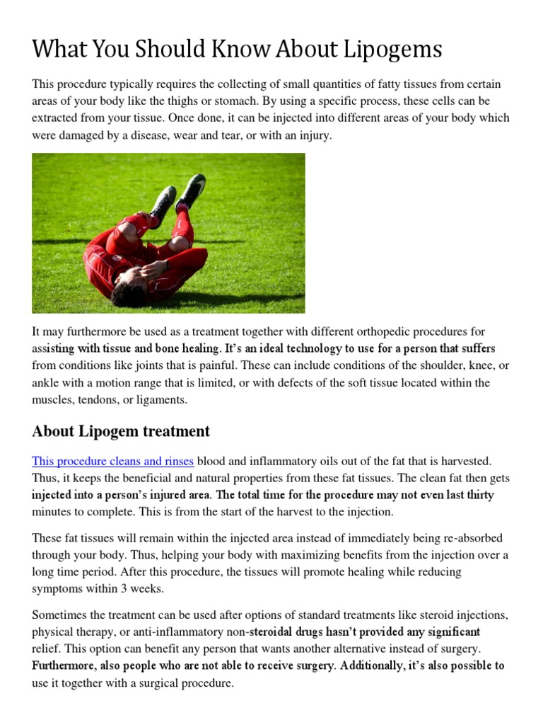 What You Should Know About Lipogems | PDF | Healing | Surgery