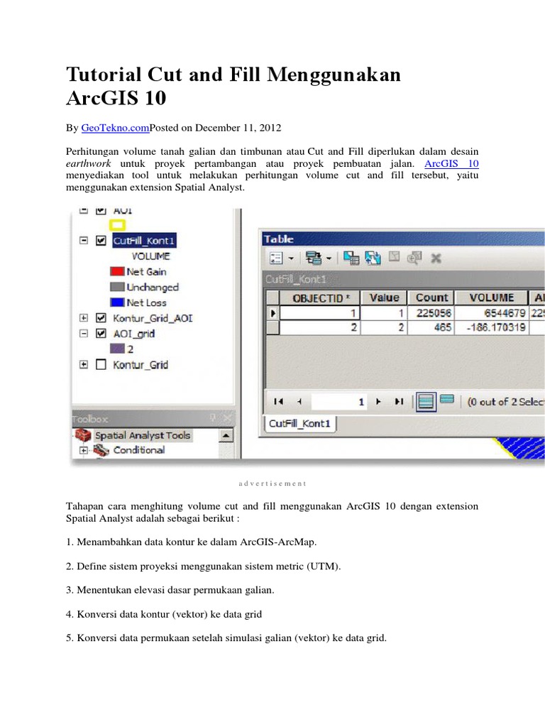 Tutorial Cut and Fill di ArcGIS 10 | PDF | Komputer | Teknologi & Rekayasa