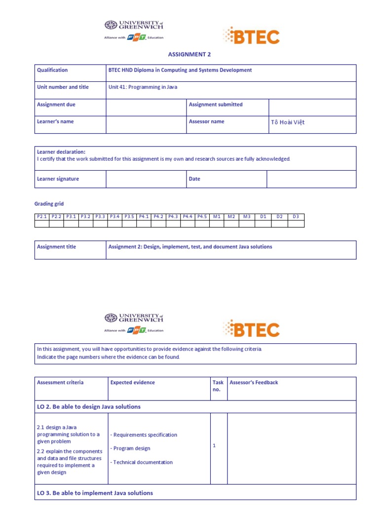 Assignment 2: Unit 41: Programming in Java | PDF | Databases ...
