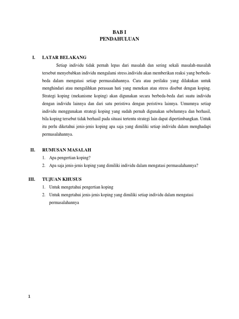 Jenis-Jenis Mekanisme Koping | PDF