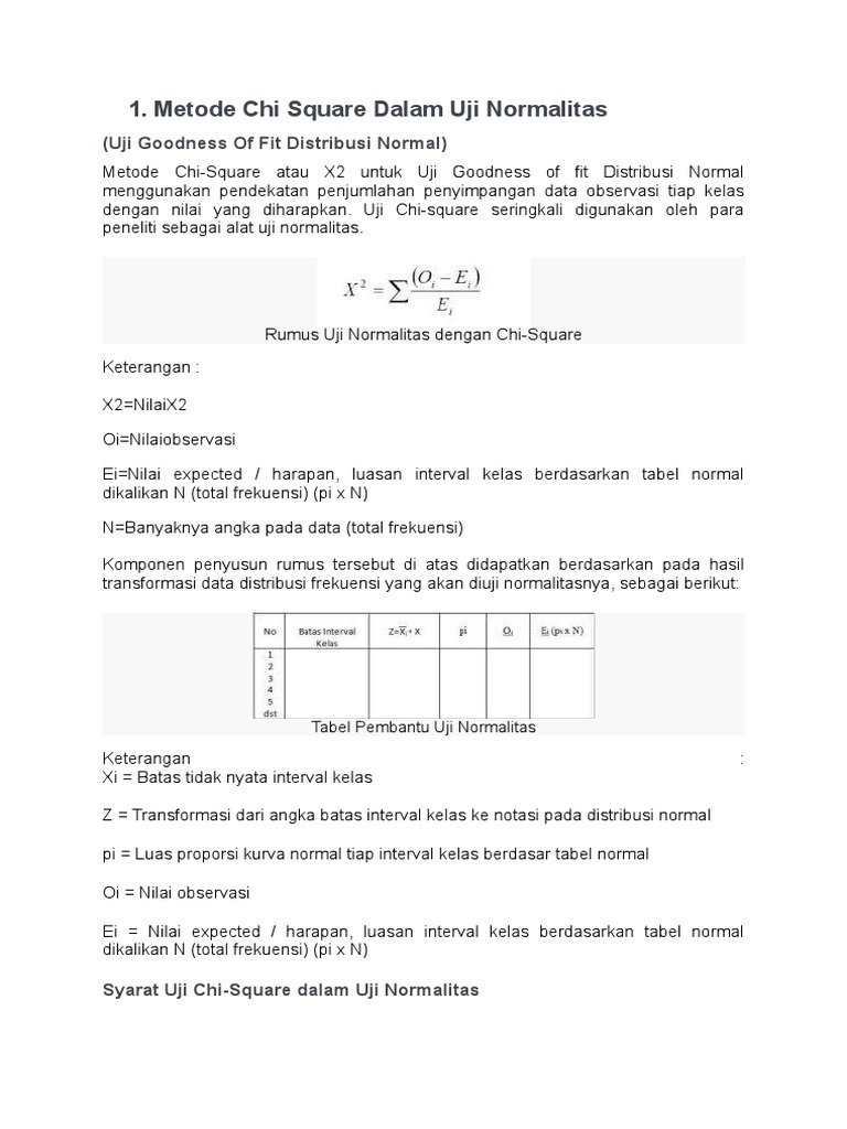 Uji Normalitas dengan Metode Chi-Square | PDF