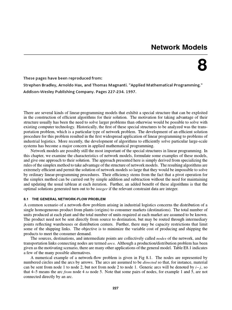 Notes On Minimum Cost Network Flow Models | PDF | Linear Programming ...