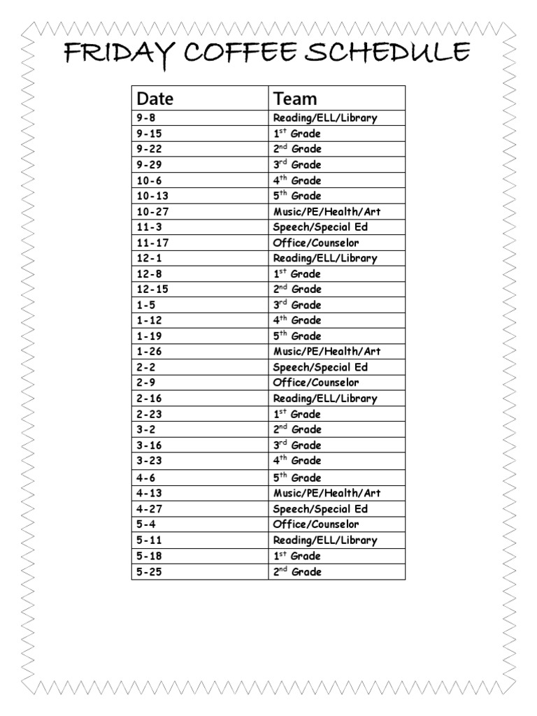 Friday Coffee Rotation 2017-18 | PDF