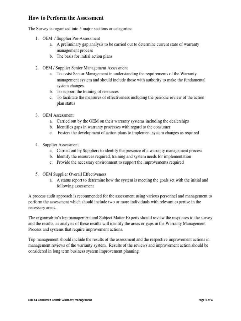 CQI-14, How To Perfom The Assesment | PDF | Expert | Educational Assessment