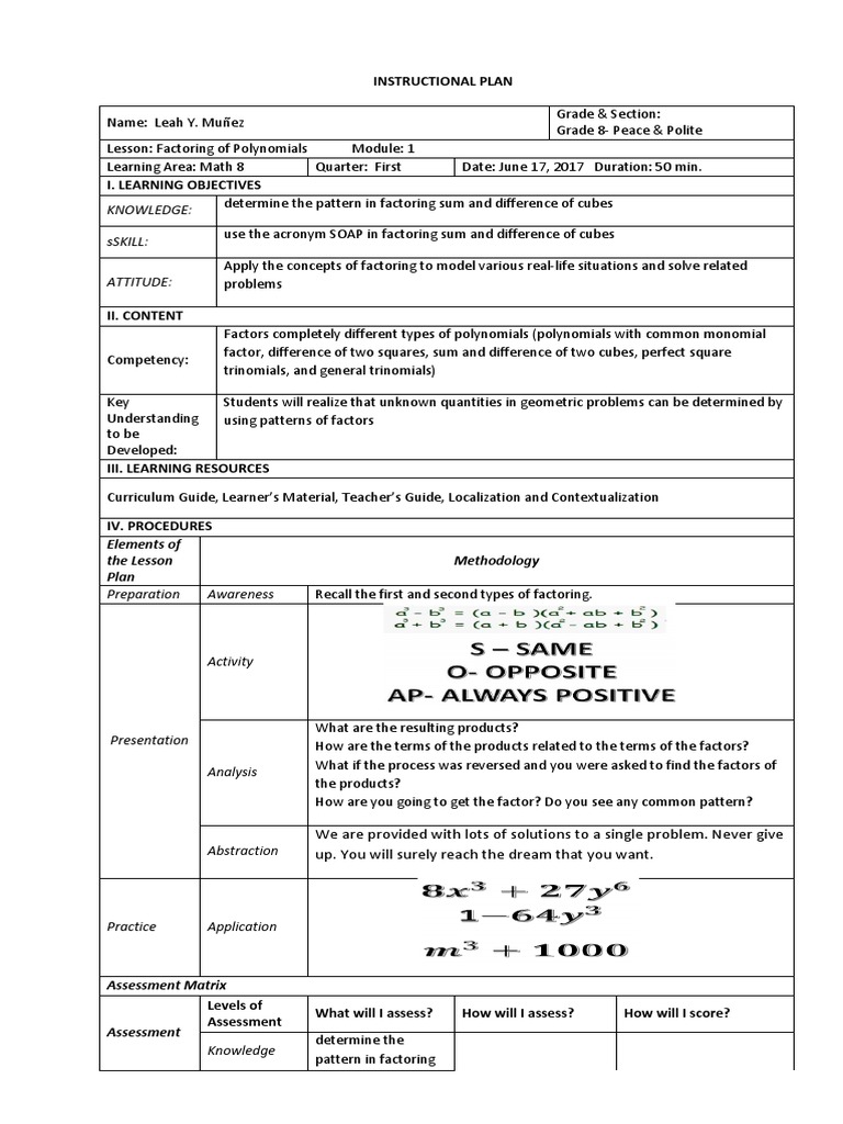 Factoring Polynomials with SOAP Method | PDF | Factorization ...