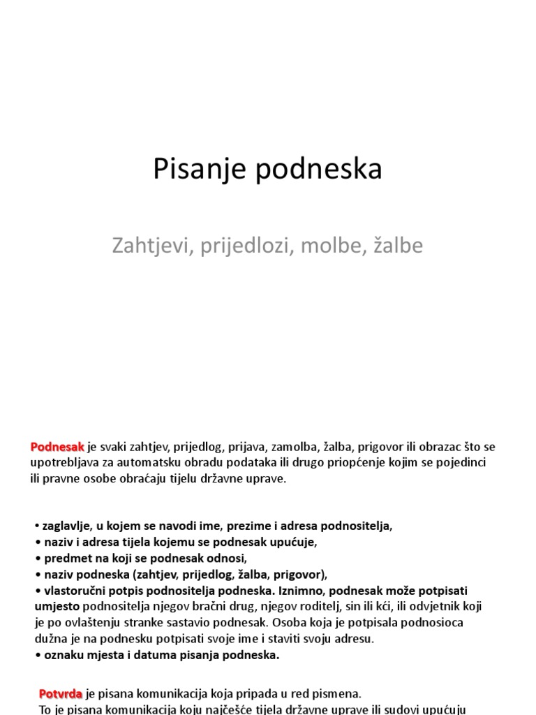 Pisanje Podneska | PDF