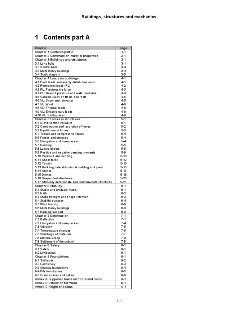 1 Contents Part A: Buildings, Structures and Mechanics | PDF | Bending ...