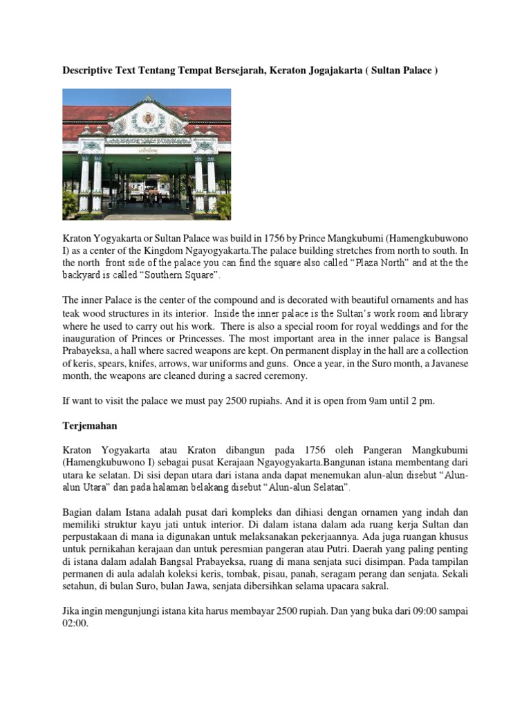 Descriptive Text Tentang Tempat Bersejarah | PDF