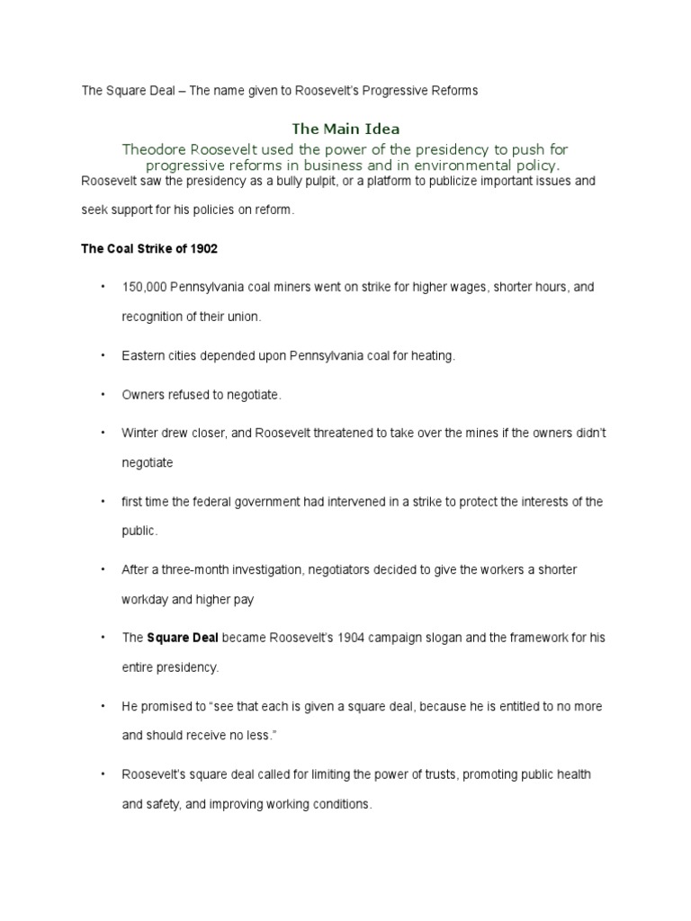 Progressive Era Reforms of Theodore Roosevelt and Woodrow Wilson | PDF ...