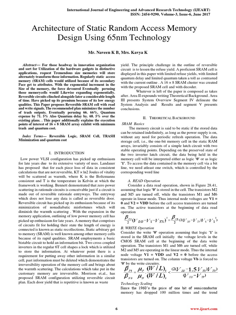 Architecture of Static Random Access Memory Design Using 65nm Technology | PDF | Semiconductor ...