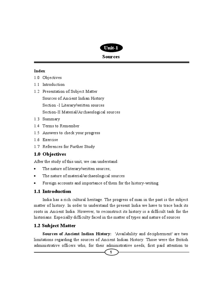 Part-I History HS 101 English Version Unit-1 | PDF | Vedas | Puranas