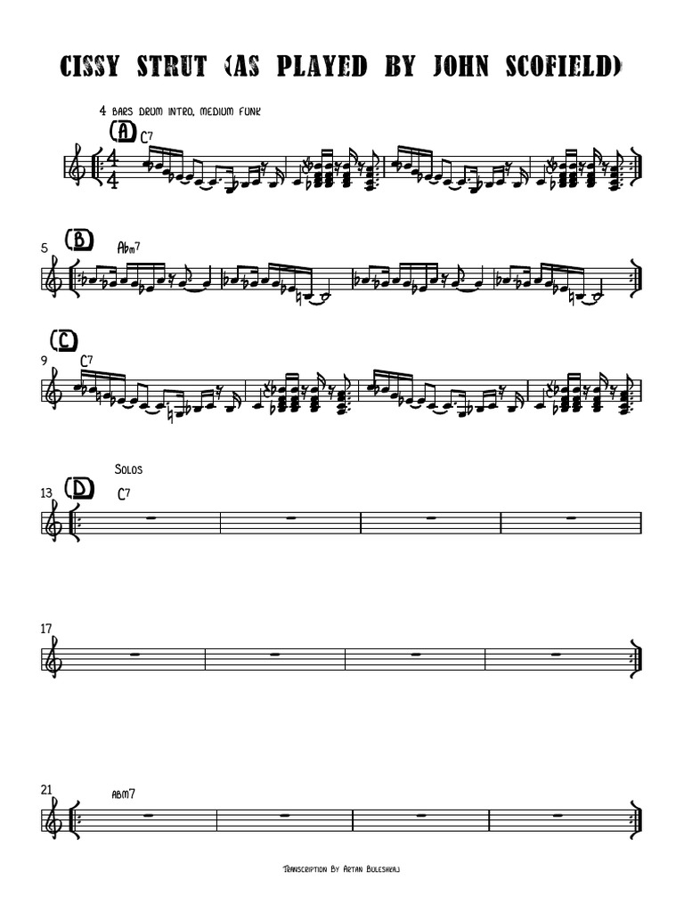 Cissy Strut (As Played by John Scofield) | PDF