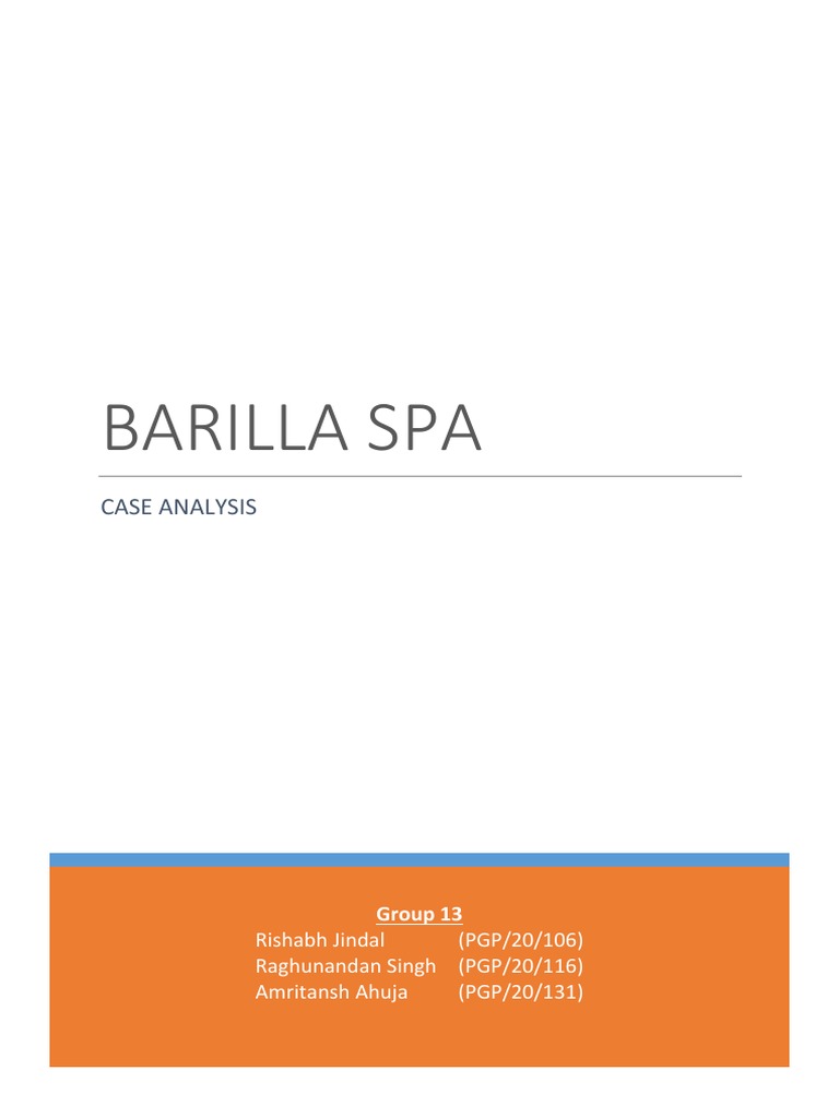 Barilla Spa: Case Analysis | PDF