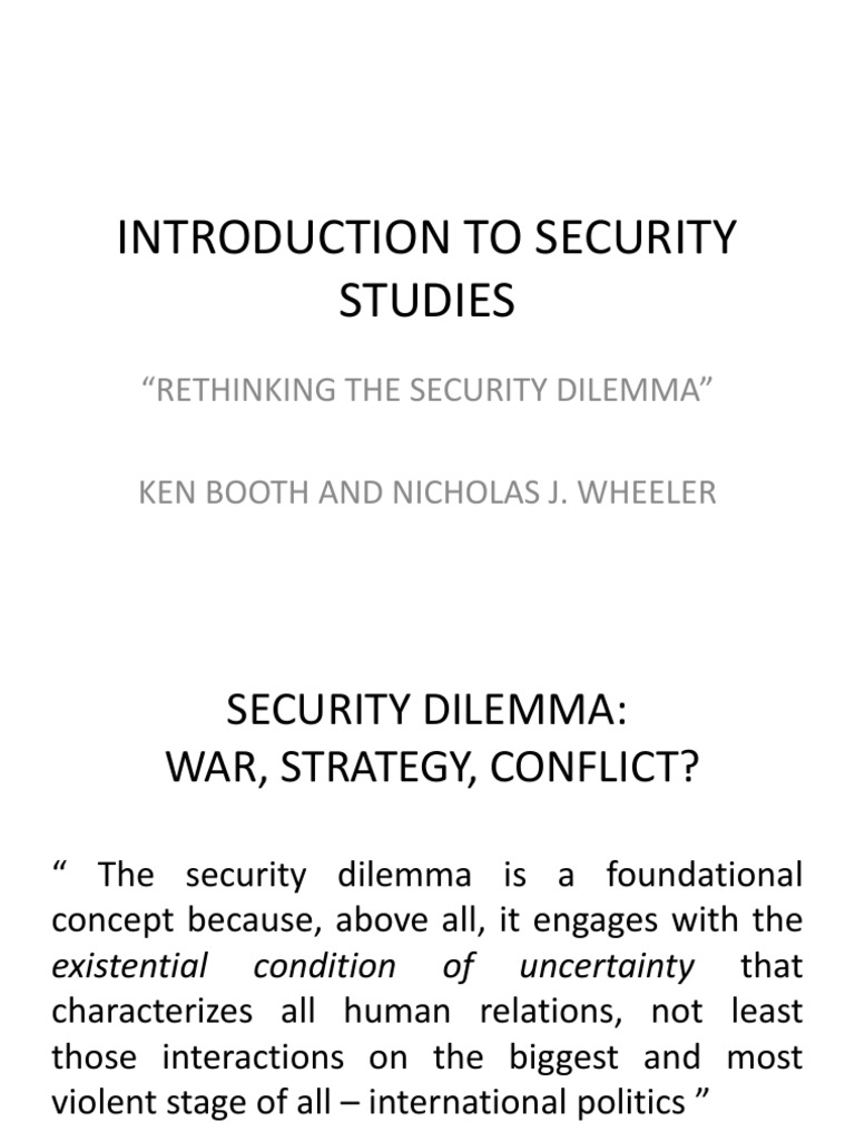 Introduction To Security Studies Booth and Wheeler | PDF ...