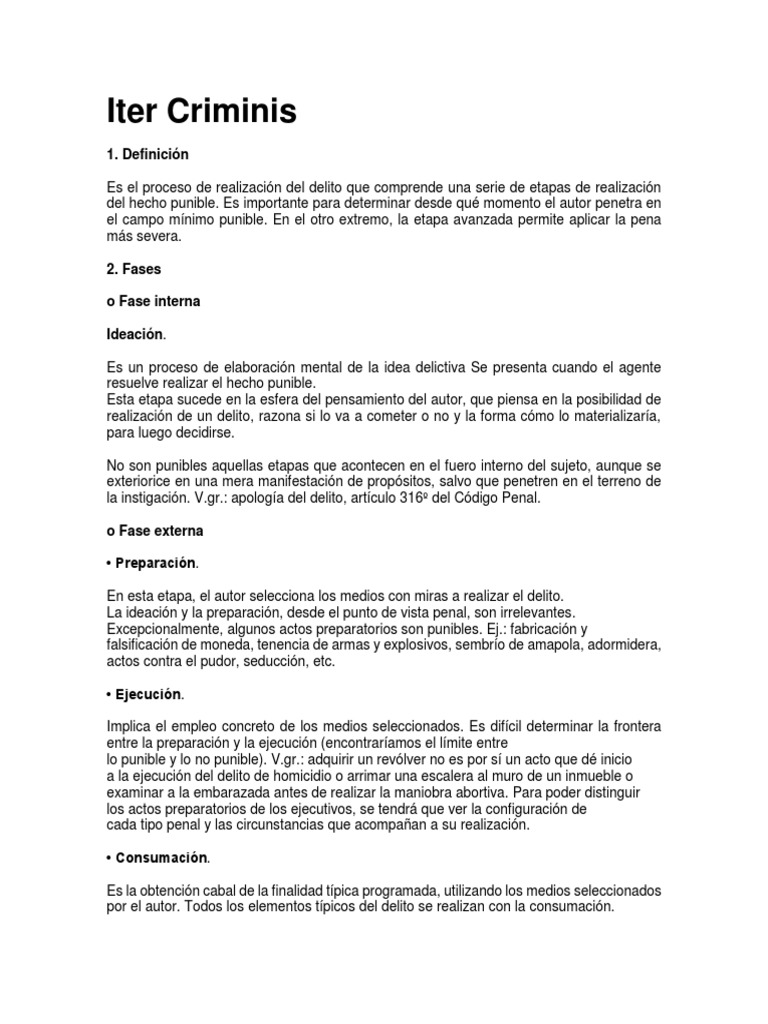 Fases del Iter Criminis y Tentativa | PDF | Delito | Castigos