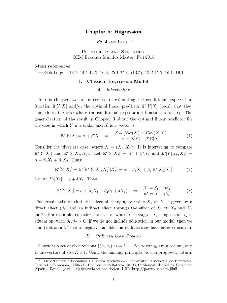 Chapter 6: Regression | PDF | Ordinary Least Squares | Vector ...