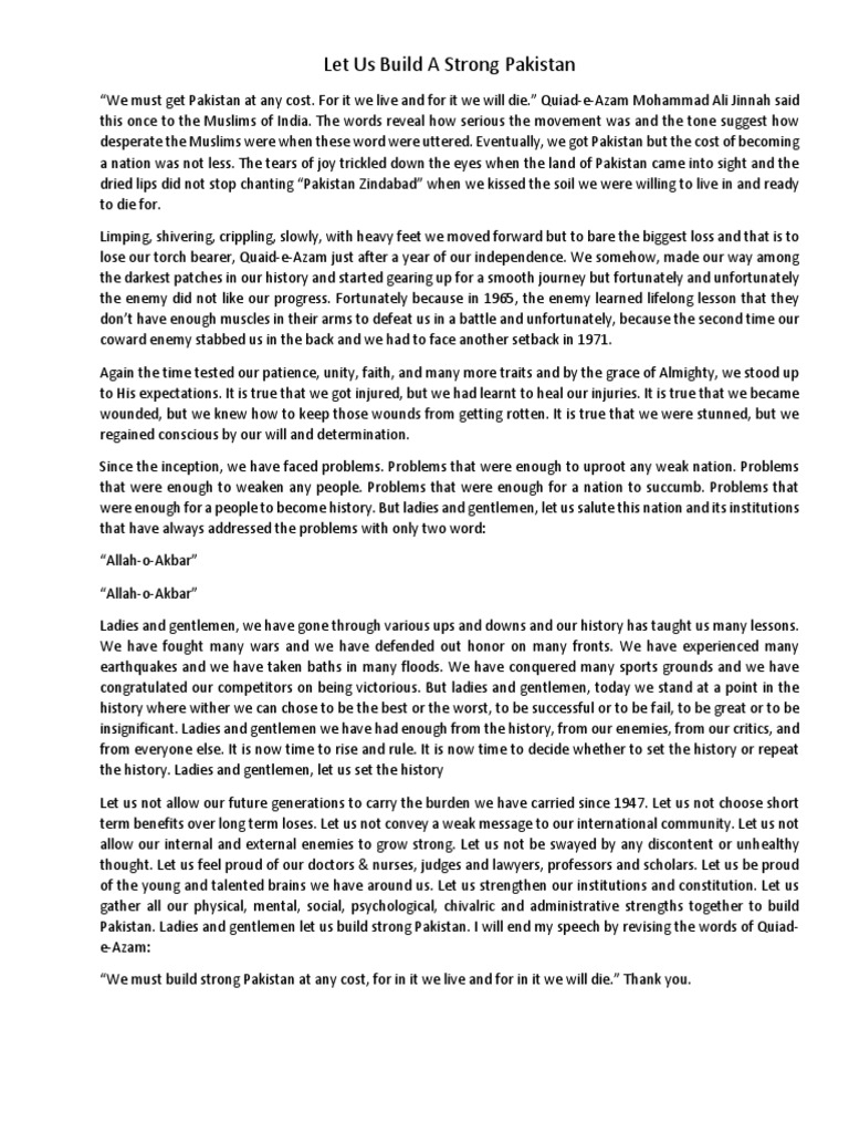 Let Us Build A Strong Pakistan | PDF | Muhammad Ali Jinnah