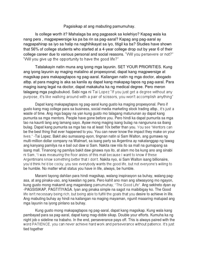 Pagsisikap at Ang Mabuting Pamumuhay | PDF