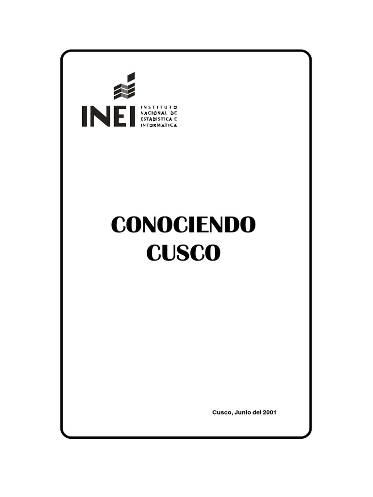 Conociendo El Cusco - INEI PDF | PDF